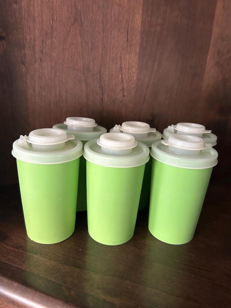 Vintage Tupperware Spice Containers With Lids Green Set-6 - Etsy