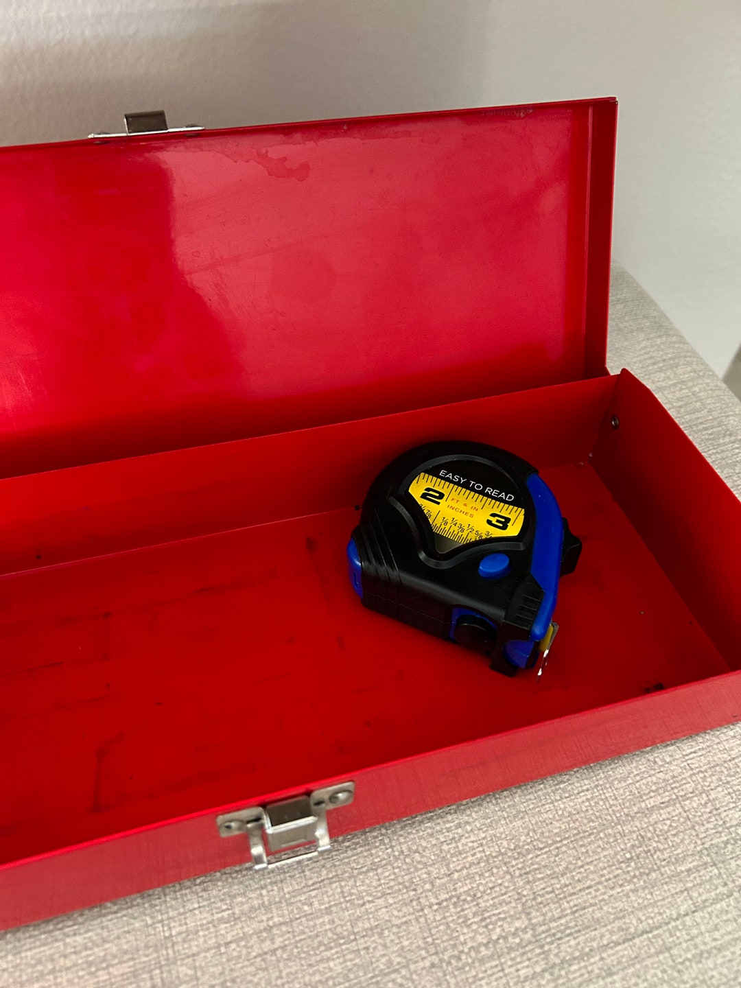 Vintage Red Metal Toolbox - Etsy