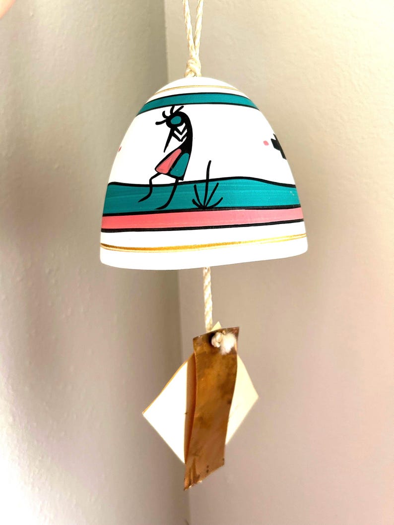Tesa Hand Painted Southwest Original Pottery Wind Bell Chime Kokopelli ...