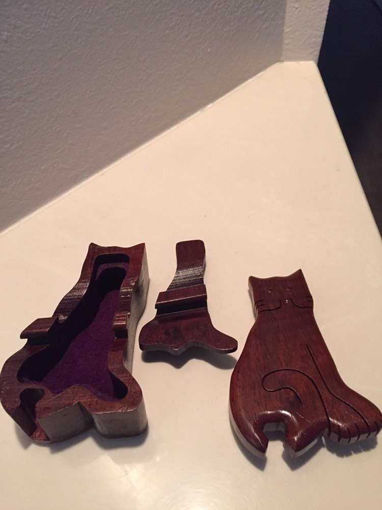 Hand Carved Cat Puzzle Box - Etsy