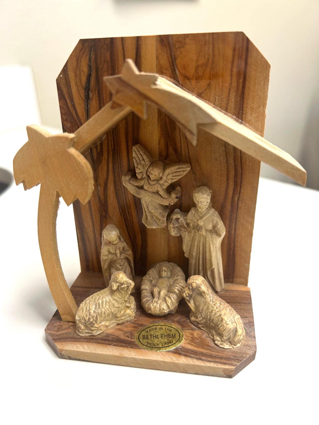 One Piece Nativity Set With Holy Family and Sheep -made in Bethlehem ...