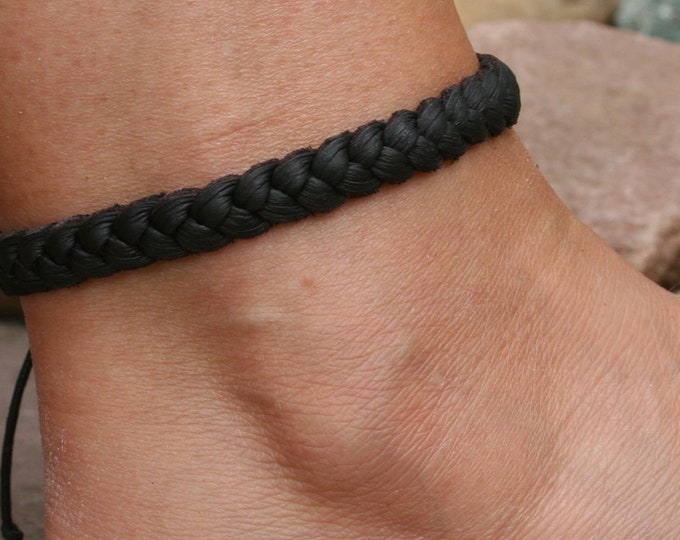 Footband Leather Braided Ankle Ribbon Black Friendship Ribbon - Etsy
