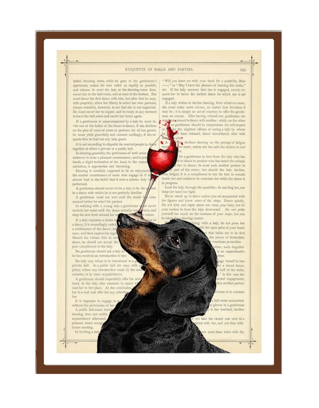 Vintage Print Dackel Party-Dackel Benimmregeln Collage Poster Lexikon ...