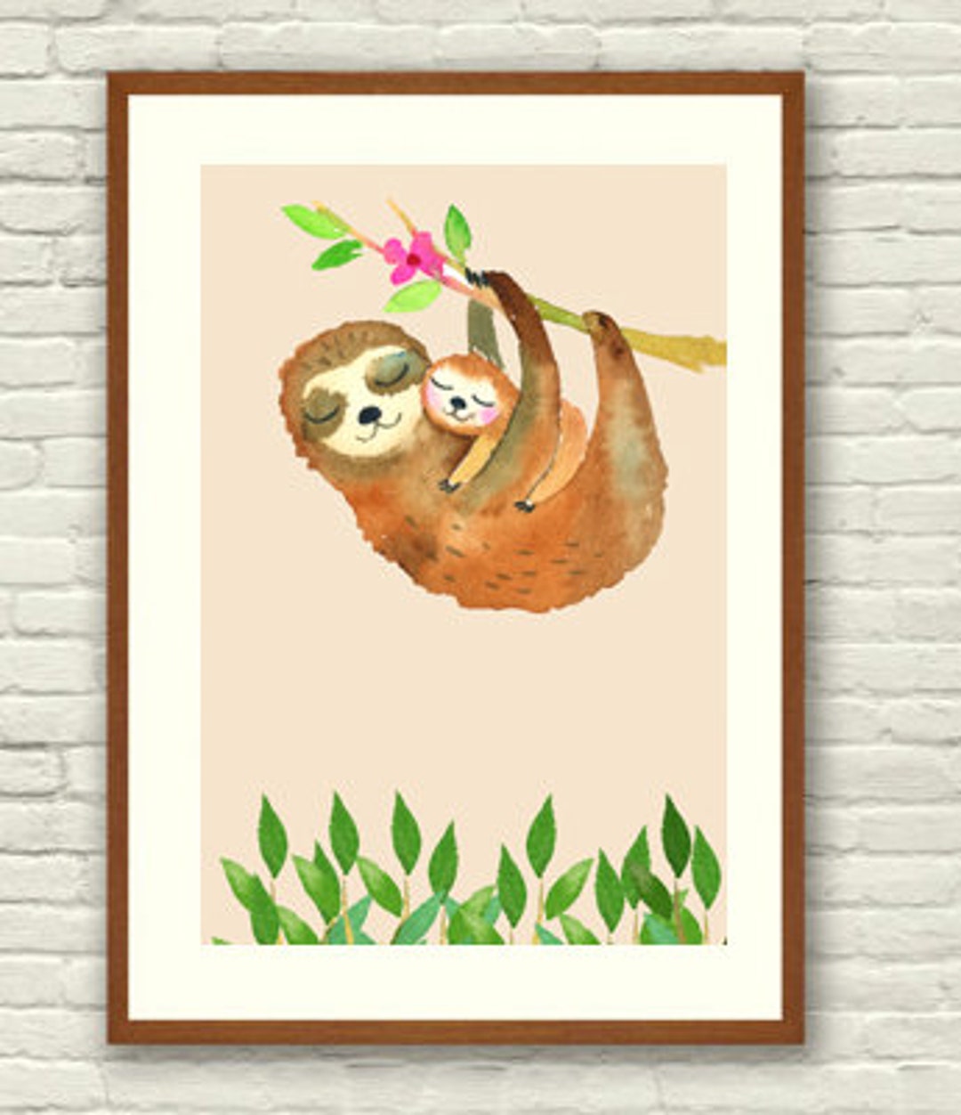 Poster Faultier Mutter und Kind Bild Poster Kinderzimmer Geschenk zur ...