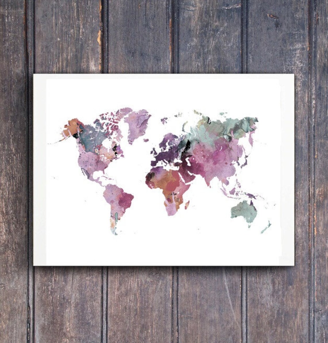 Poster World Map 2 Watercolor | Etsy