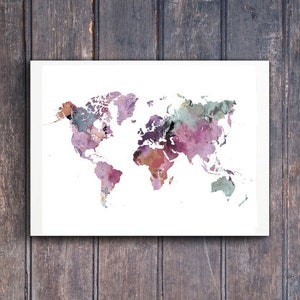 Poster World Map 2 Watercolor - Etsy