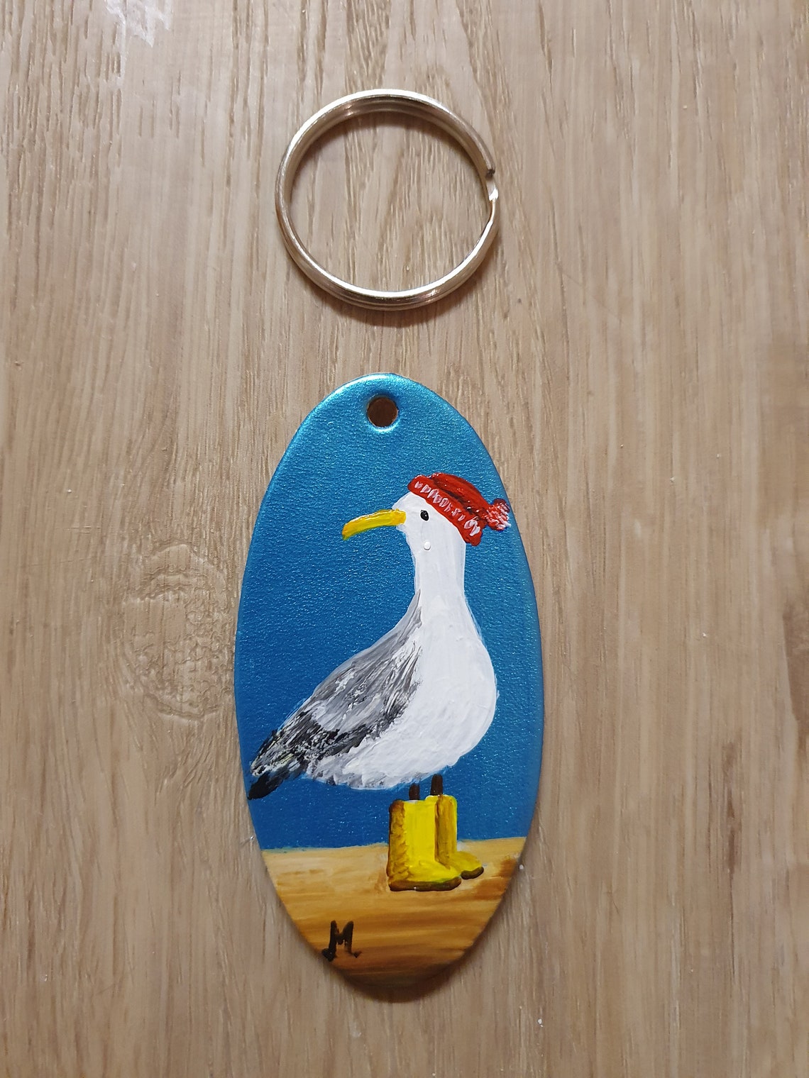 Hand-painted Keychain Seagull With Rubber Boots Unique - Etsy UK