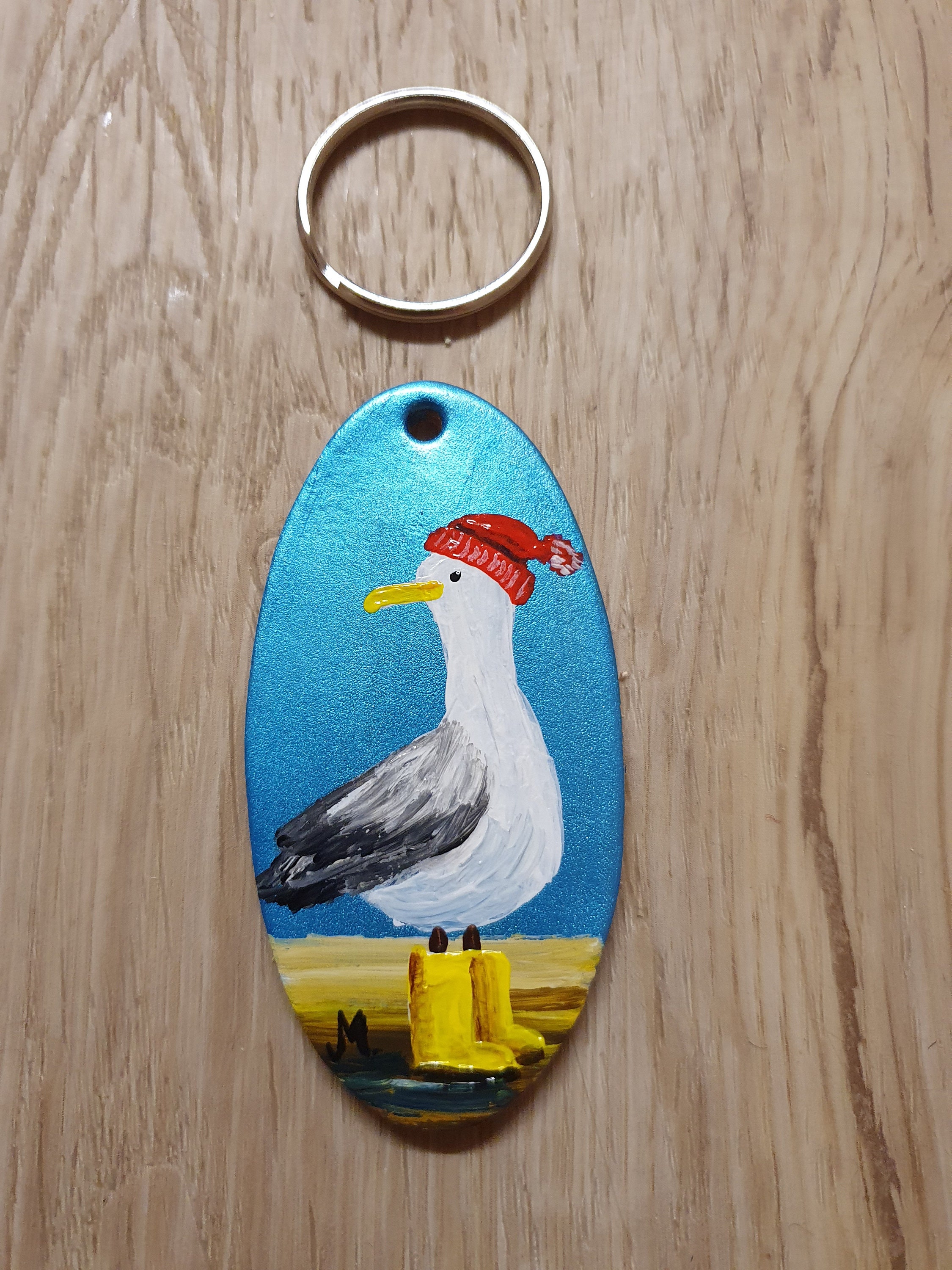 Hand-painted Keychain Seagull With Rubber Boots Unique - Etsy UK