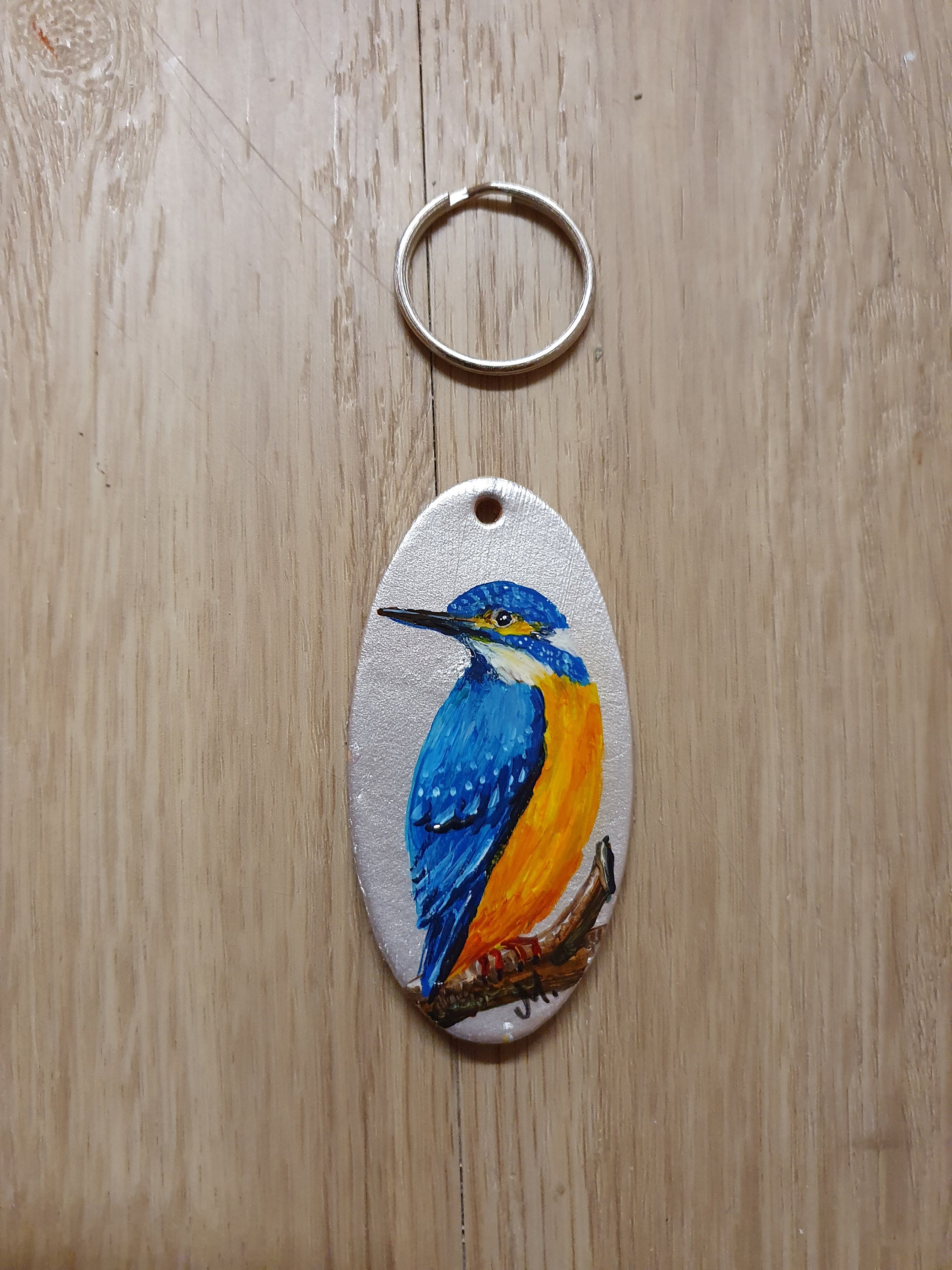 Hand-painted Keychain Kingfisher Unique - Etsy UK
