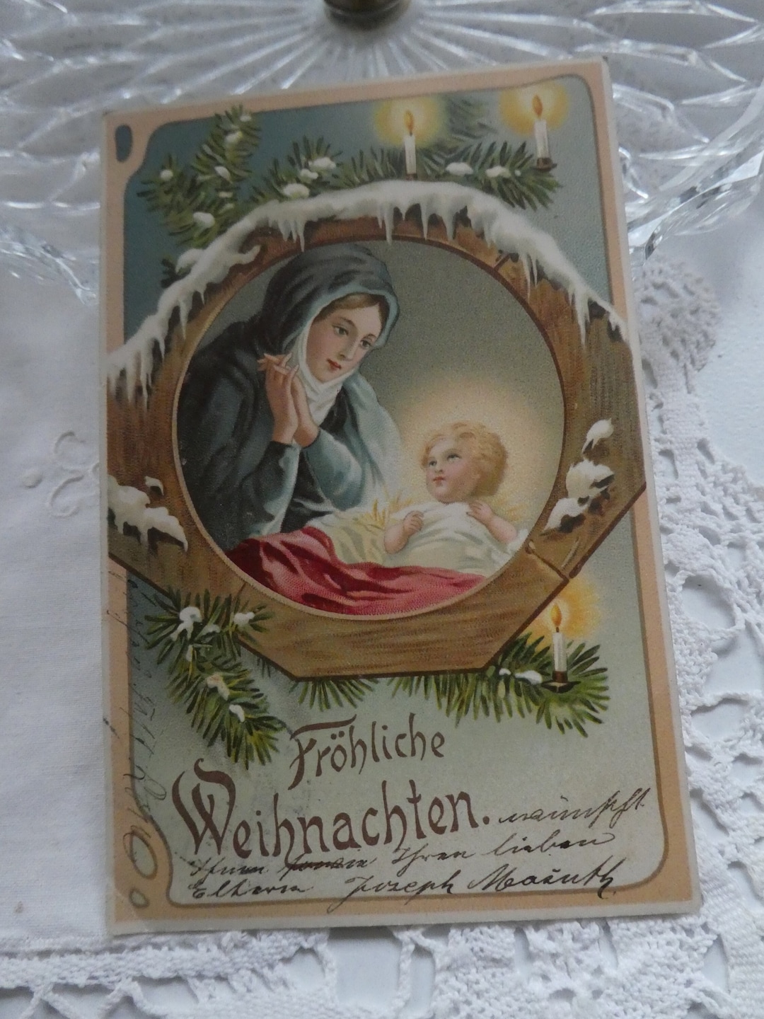 Christmas Card, Greeting Card, Antique, Art Nouveau, Addressed to Miss ...