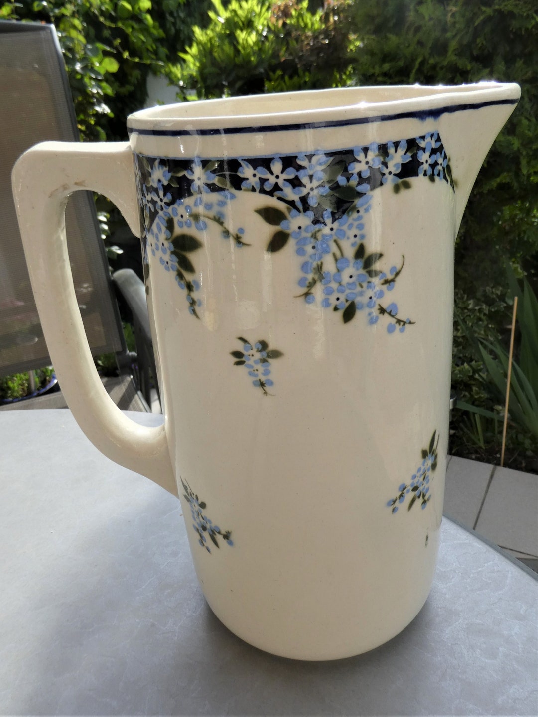 Antique Washing Jug With Violet Motif, Art Nouveau, Water Jug, Vase - Etsy