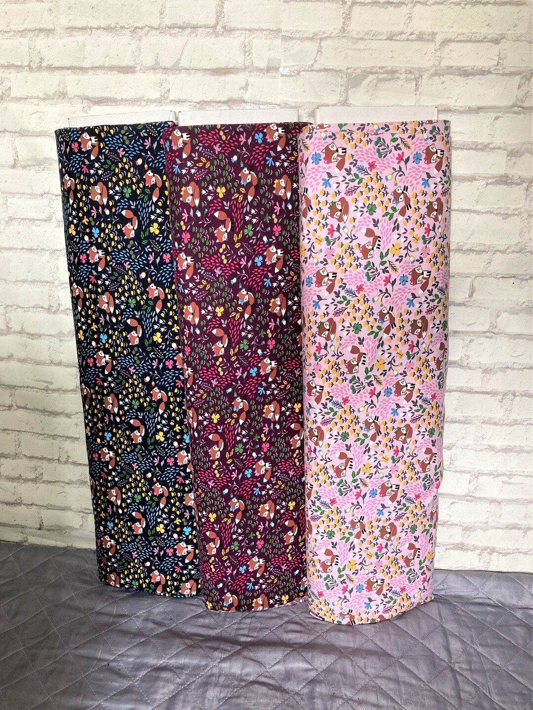 Cotton Jersey Fox Meadow Dark Denim Blue, Wine Red or Light Pink - Etsy