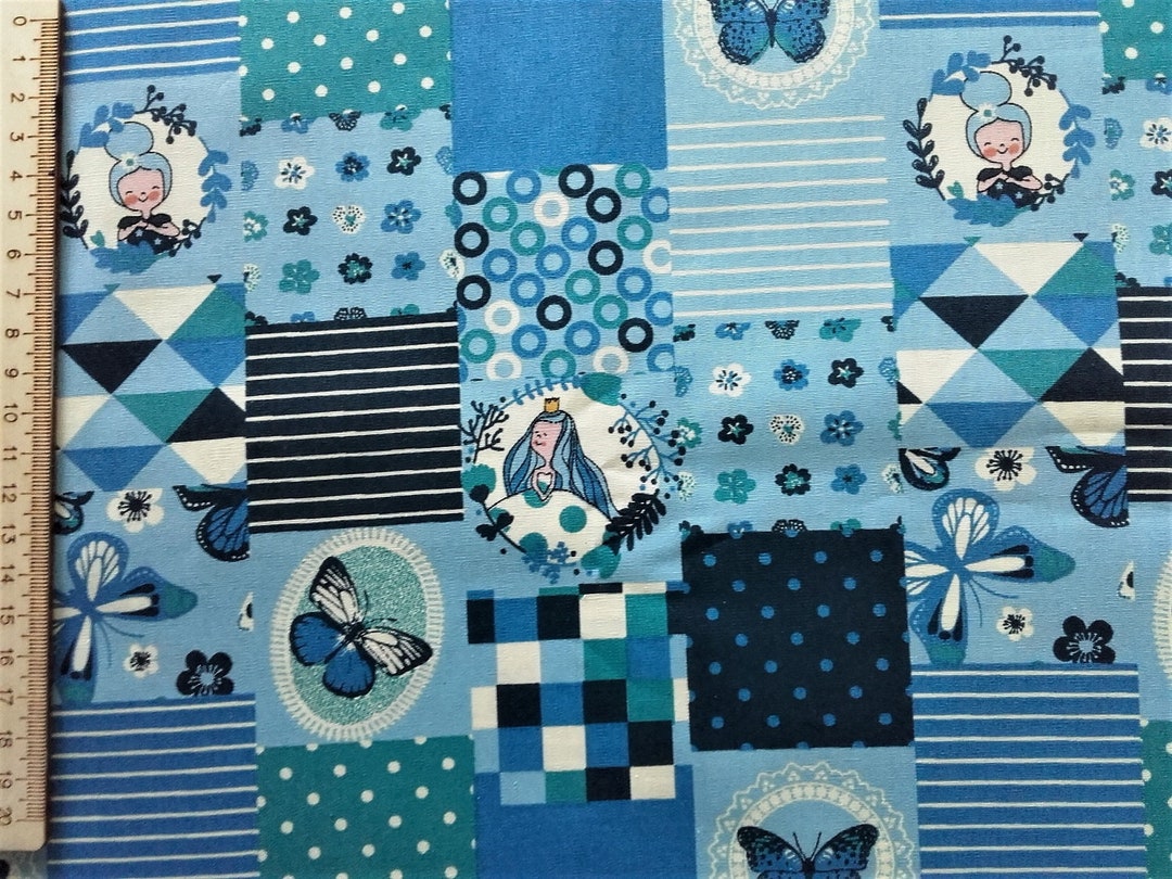 Cotton, Princesses Patchwork, Azure - Etsy