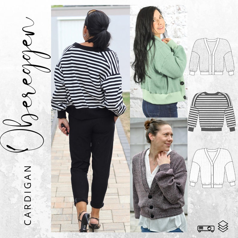 PDF Sewing Pattern for Ladies' Cardigan in Sizes 32-56, German ...