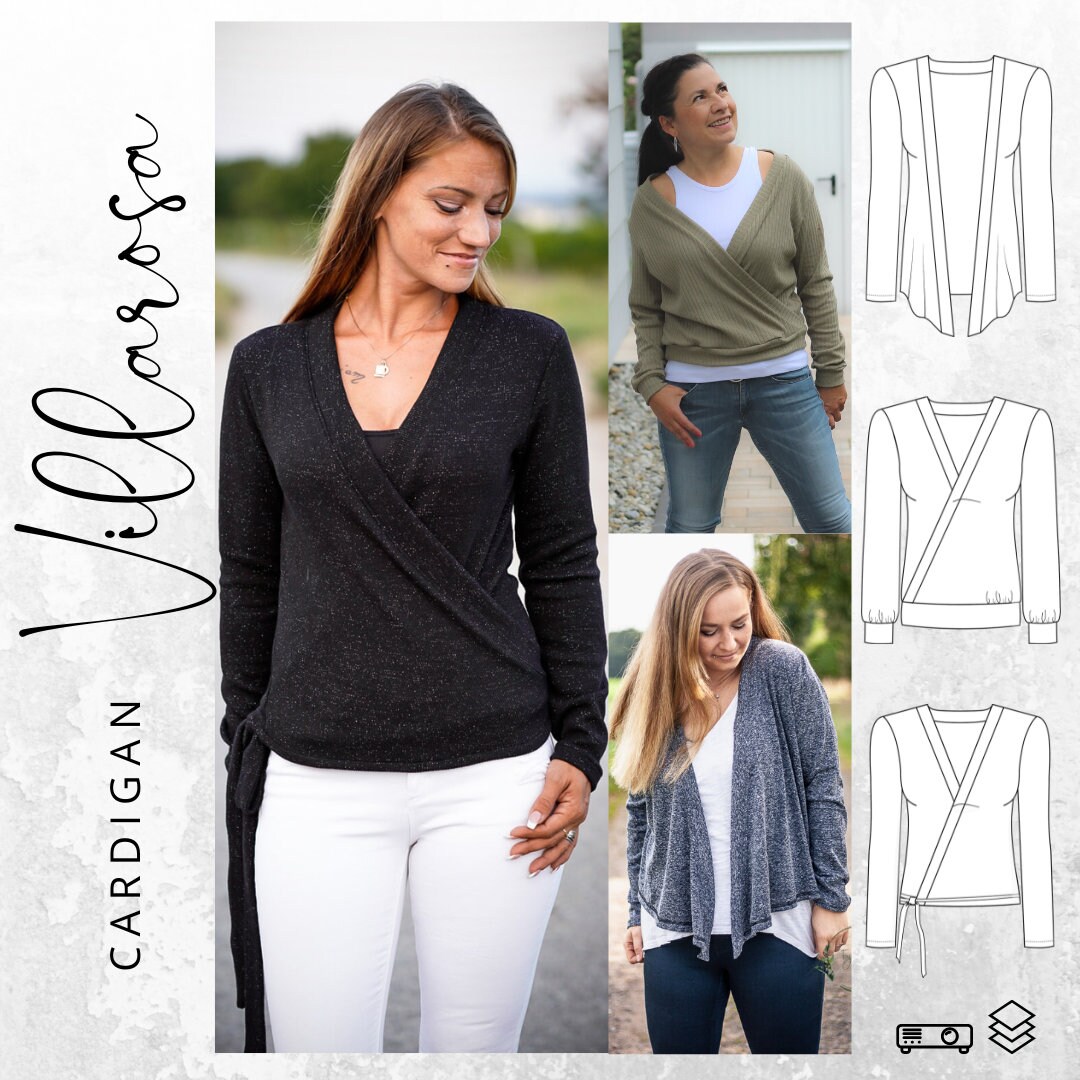 PDF Sewing Pattern for Women's Cardigan in Sizes 32-56, German Instructions, Cardigan or Sweater ...