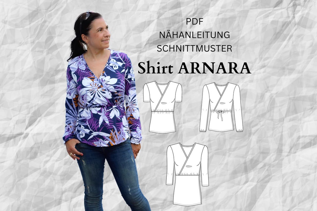 PDF Sewing Pattern for a Women's Wrap-around Tunic Shirt, Sizes 34-54 ...