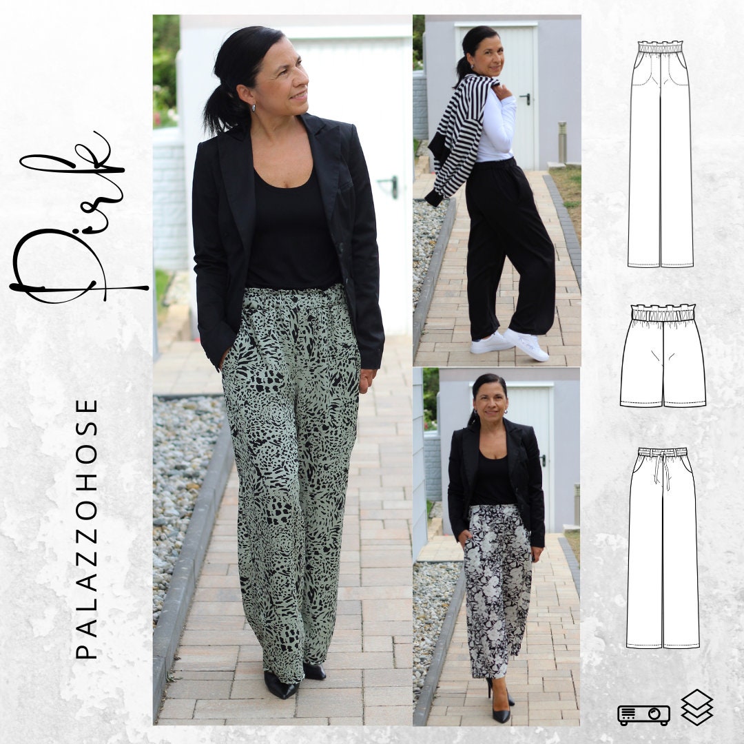 Casual Trousers, PDF Sewing Pattern for Women's Wide Trousers in ...