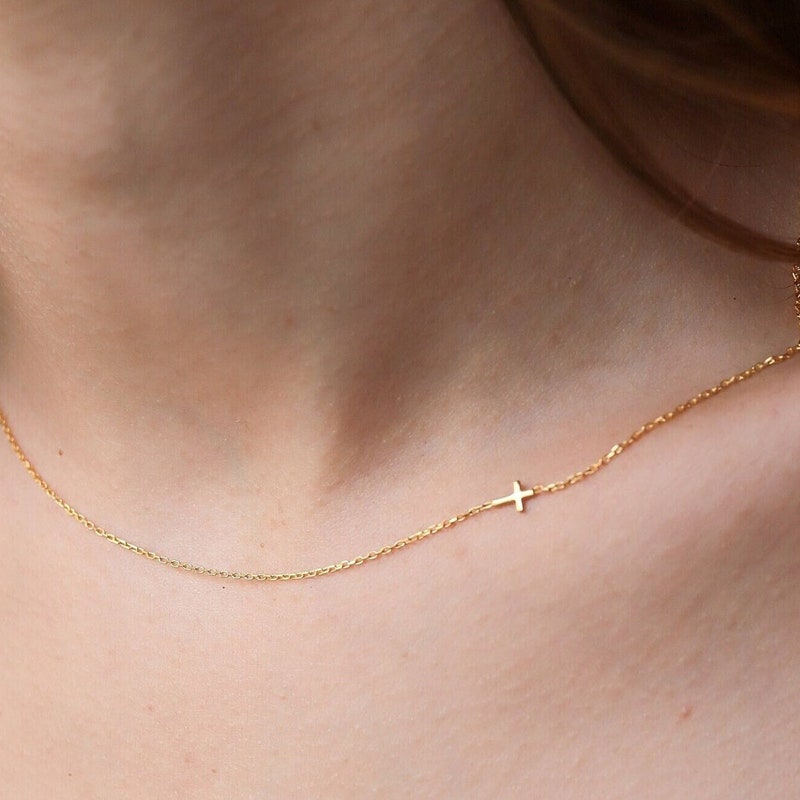 Sideways Cross Necklace - Etsy