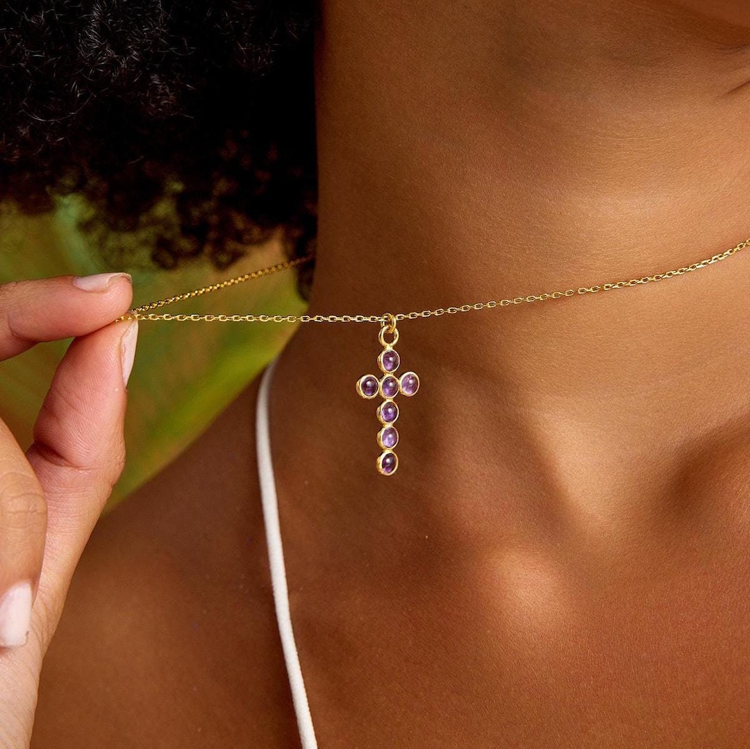 Elegant Amethyst Cross Necklace, Amethyst Necklace, Cross Jewelry ...
