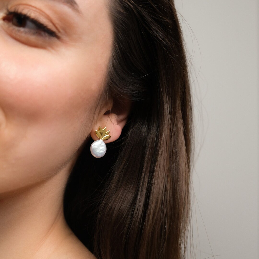 Pendientes de perlas de loto, pendientes de flores, pendientes de ...