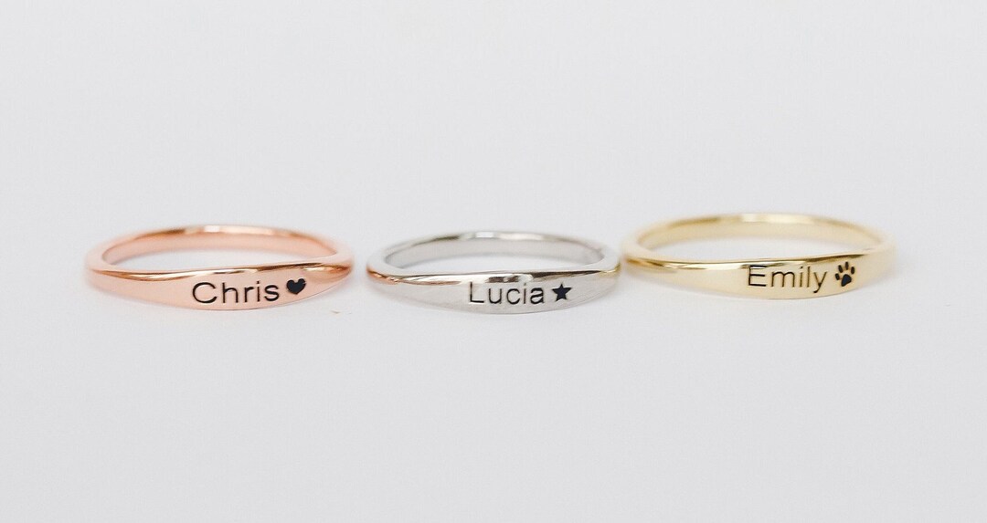 Custom Thin Name Ring, Personalized Sterling Silver Rings, Personalized ...