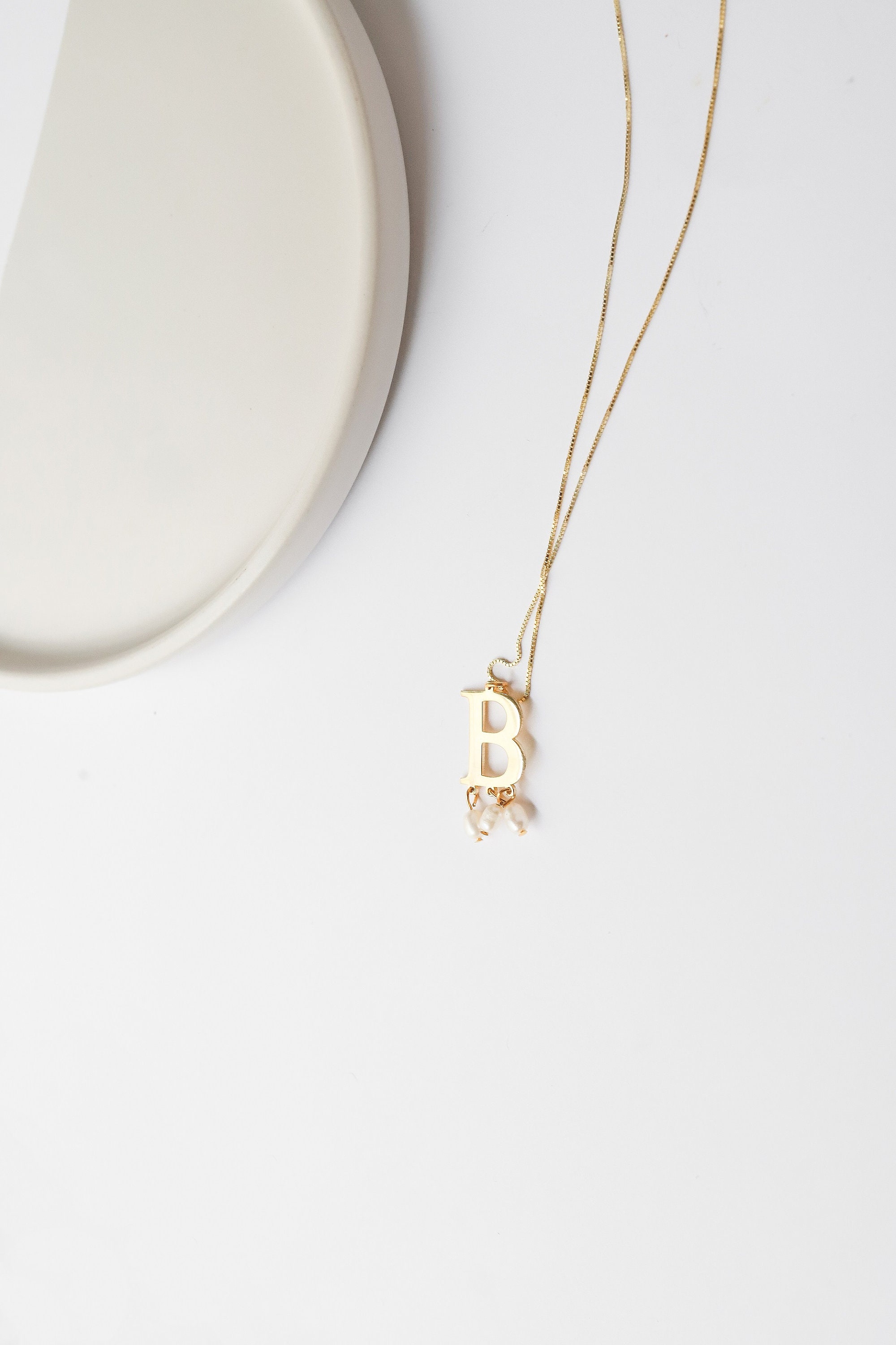 Initial Pearl Necklace Pearl Beaded Necklace Letter - Etsy