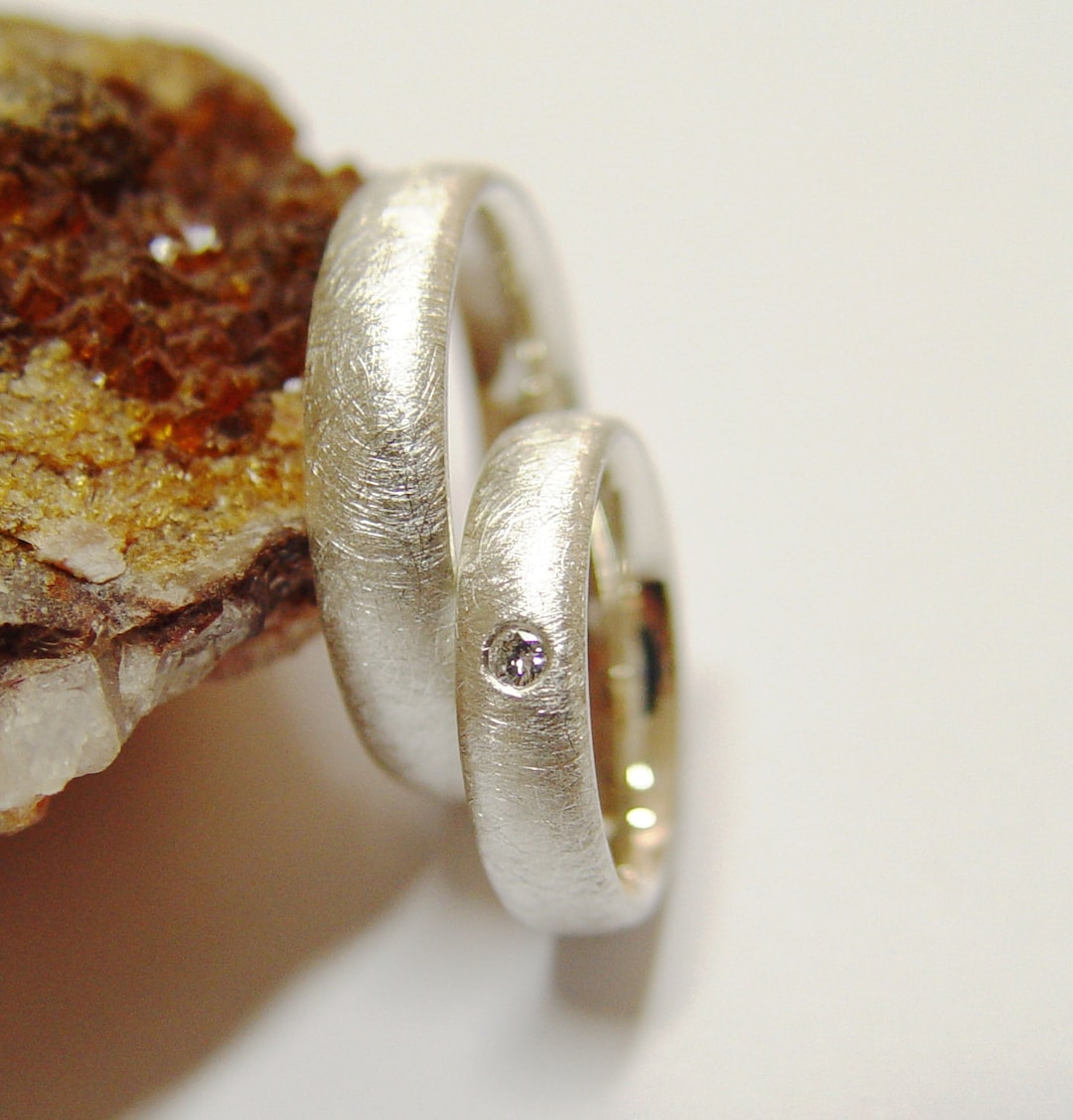 Wedding Rings / Partner Rings in Silver With Brilliant - Etsy