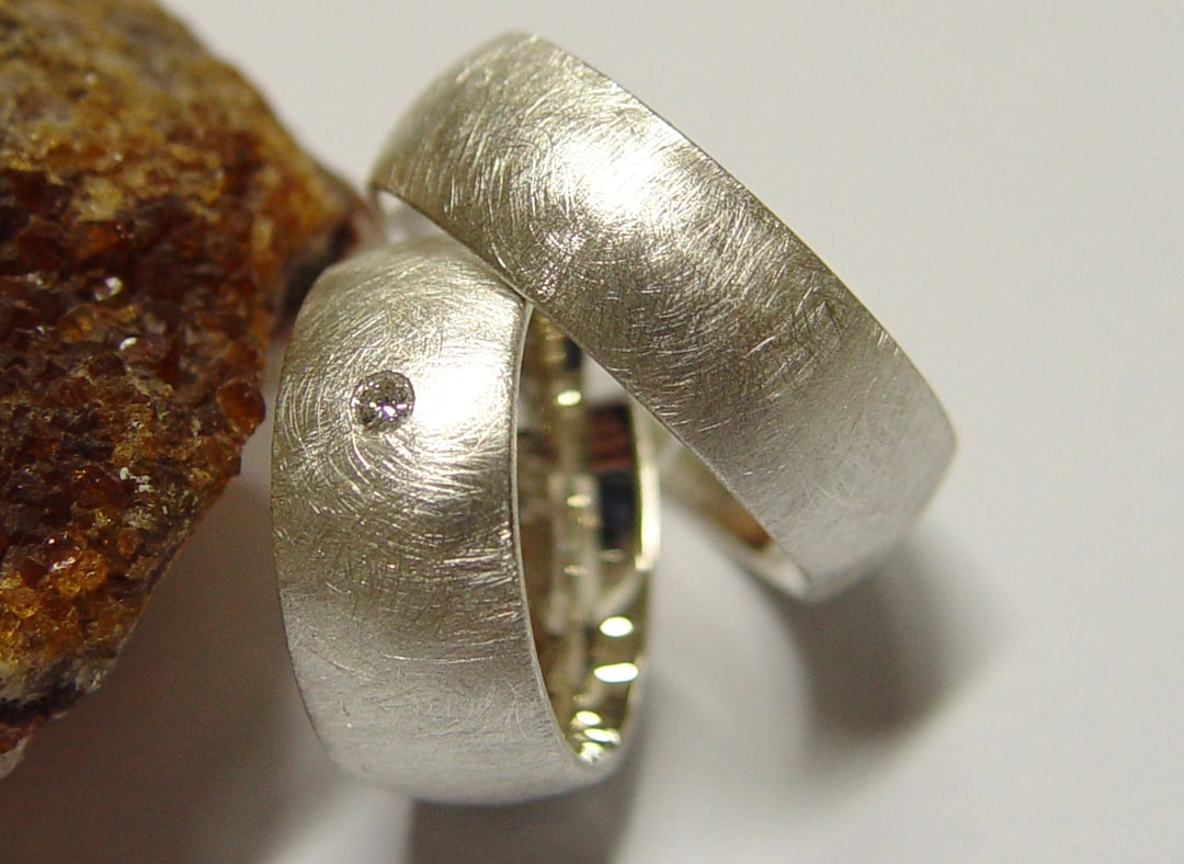 Wedding Rings / Partner Rings in Silver With Brilliant - Etsy