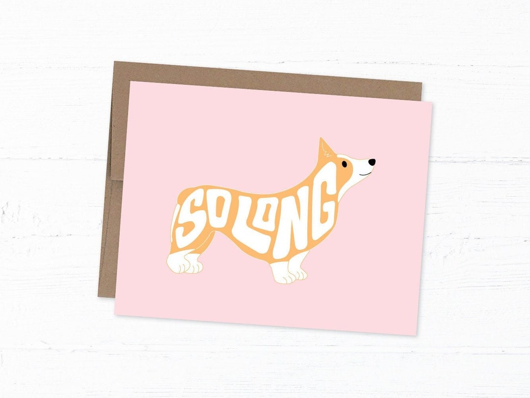 Corgi Card, Cute Goodbye Card, Funny Leaving Card, Leaving Job Card ...