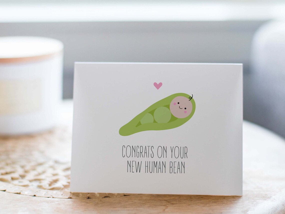New Human Bean Card, Funny Baby Shower Card - Etsy