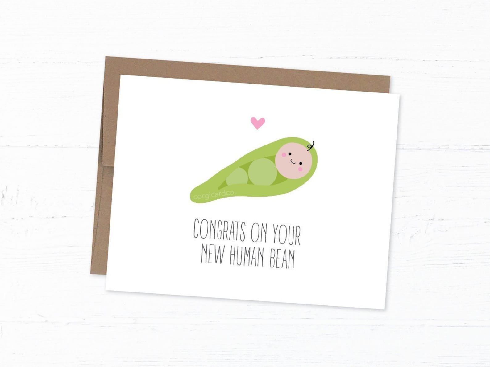 New Human Bean Card, Funny Baby Shower Card - Etsy