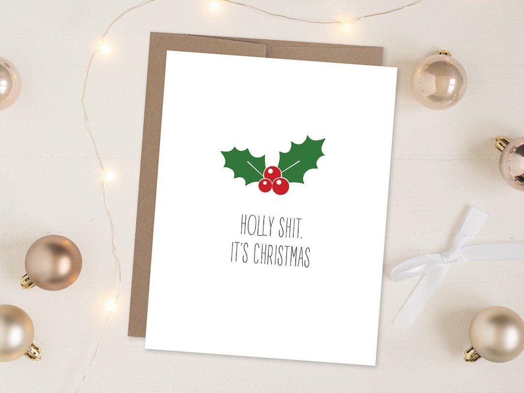 Funny Holly Card, Christmas Pun Card, Funny Holiday Card, Cute ...