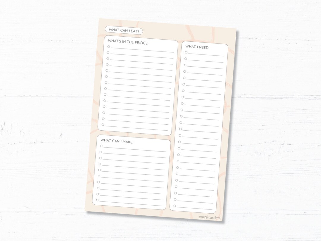 Fridge Inventory and Grocery List - 52 Page Notepad, Weekly Meal ...