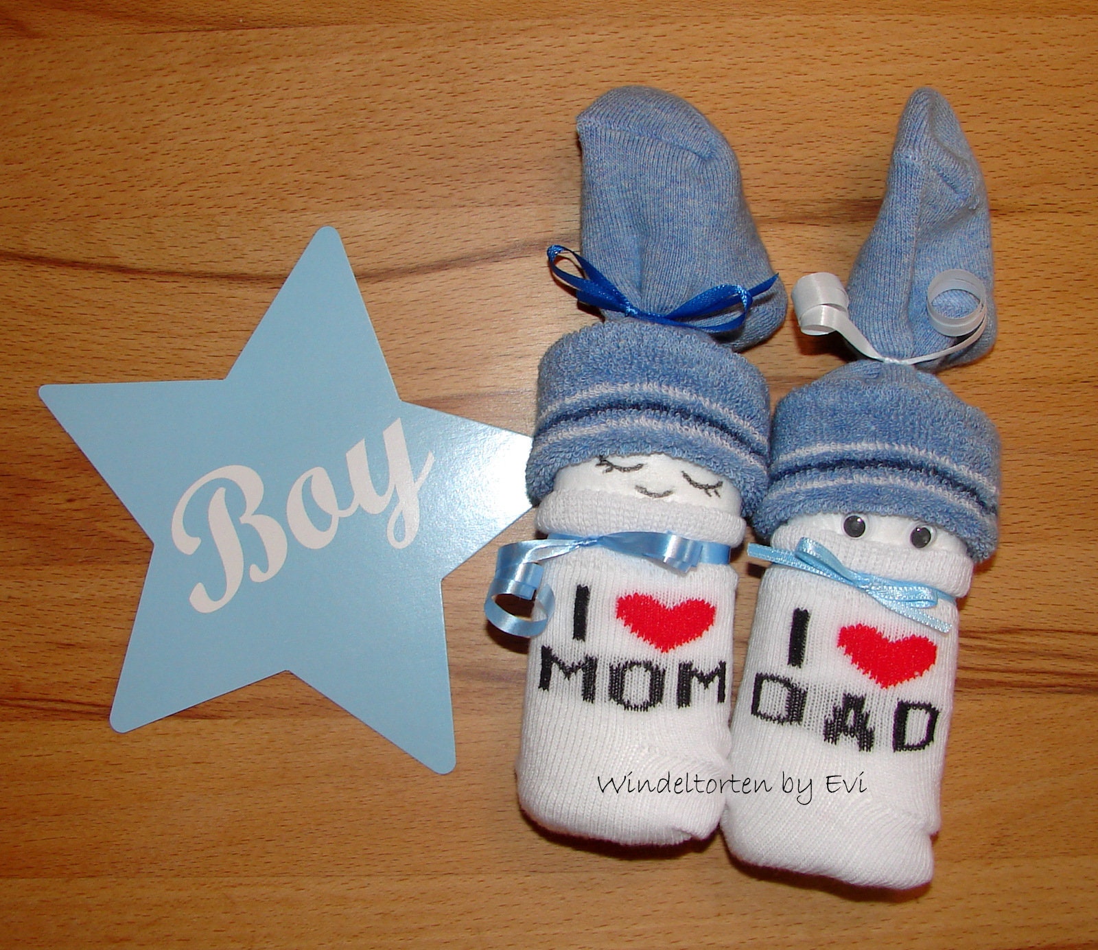 Kleine Windeltorte Windelbabys I love Mom und I love Dad | Etsy