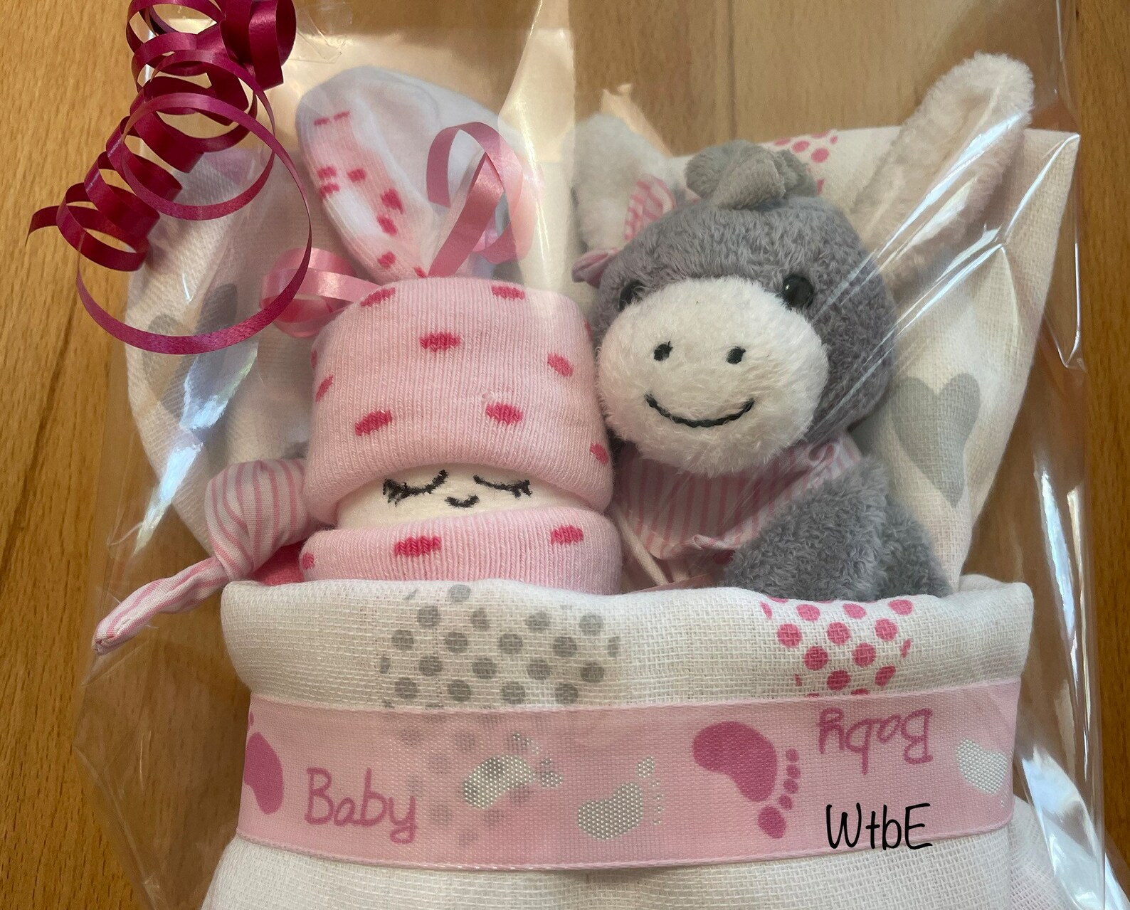 Kleine Windeltorte , Windelbaby & Esel im Bettchen, Babygeschenk für ...