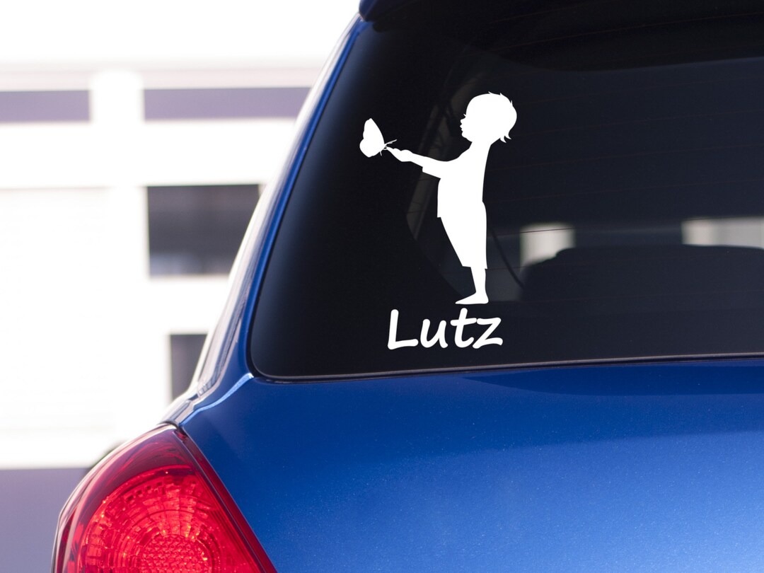 Car Sticker With Name - Boy With Butterfly - Etsy UK