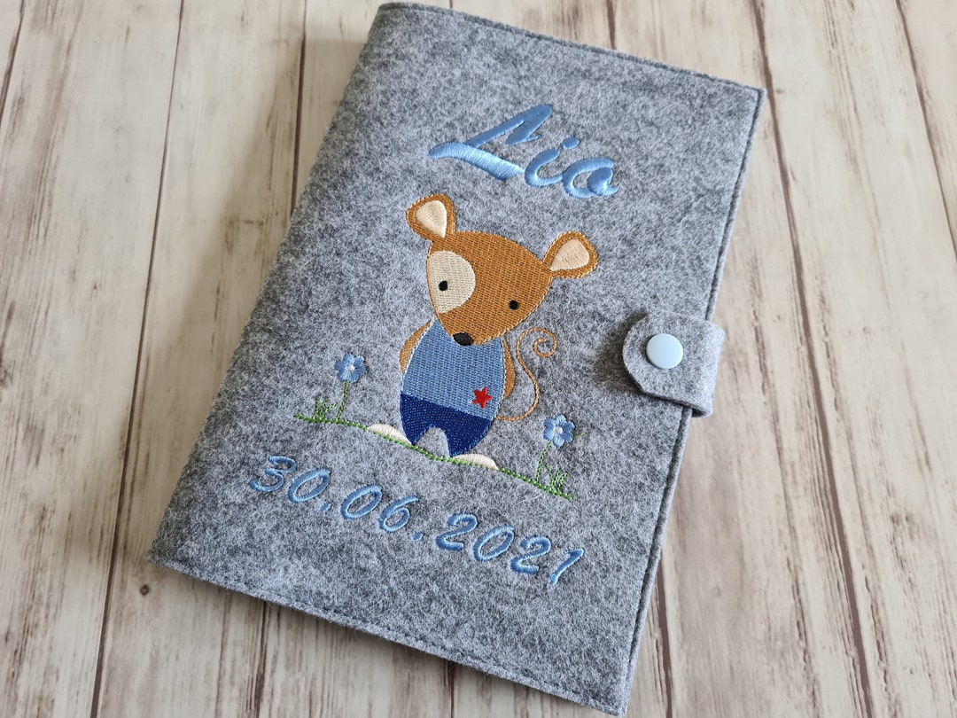 U-booklet Sleeve Felt With Name and Date Mouse Boy - Etsy
