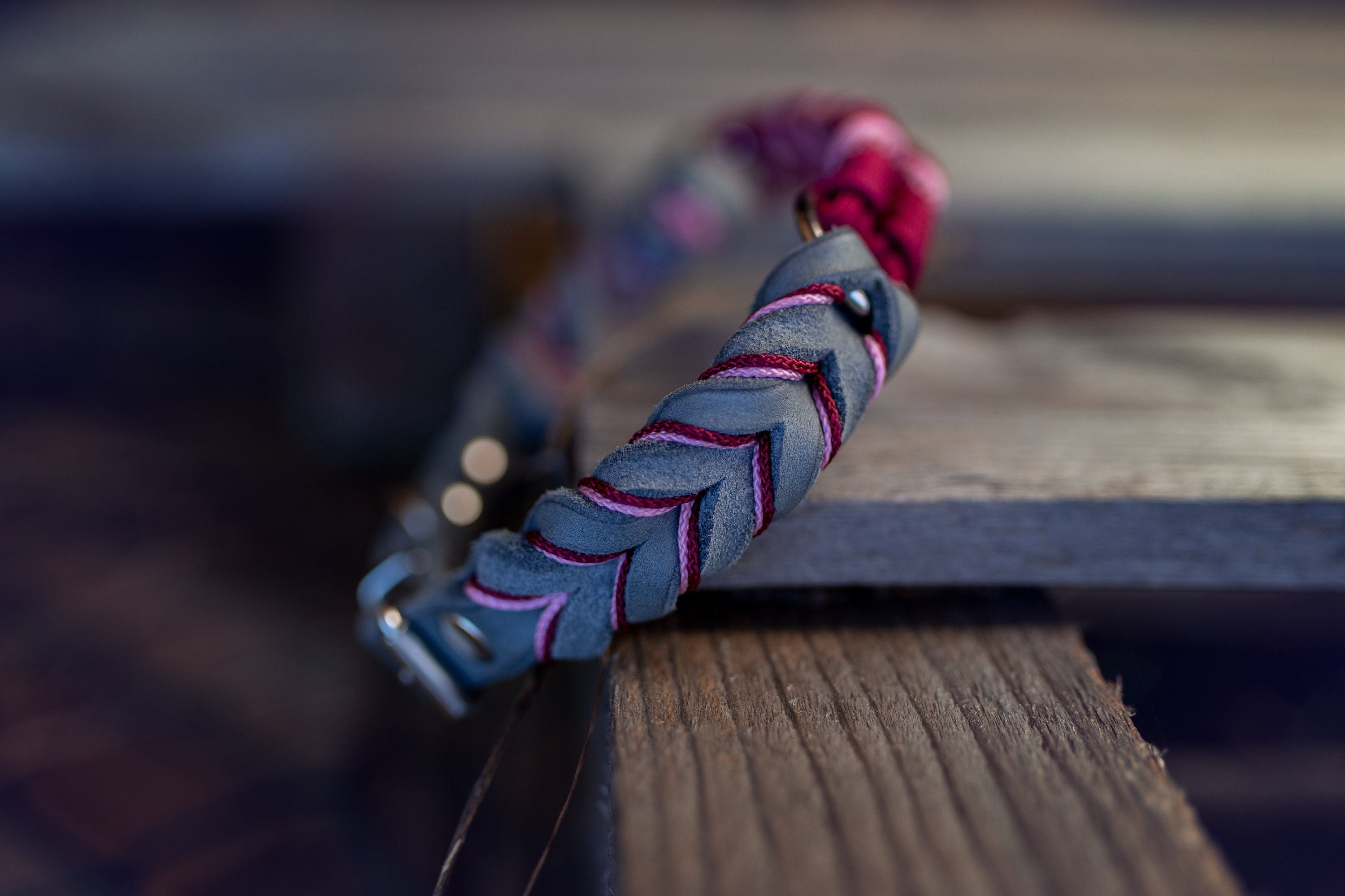 Collar PINA Leather Collar for Dogs With Paracord Braiding - Etsy