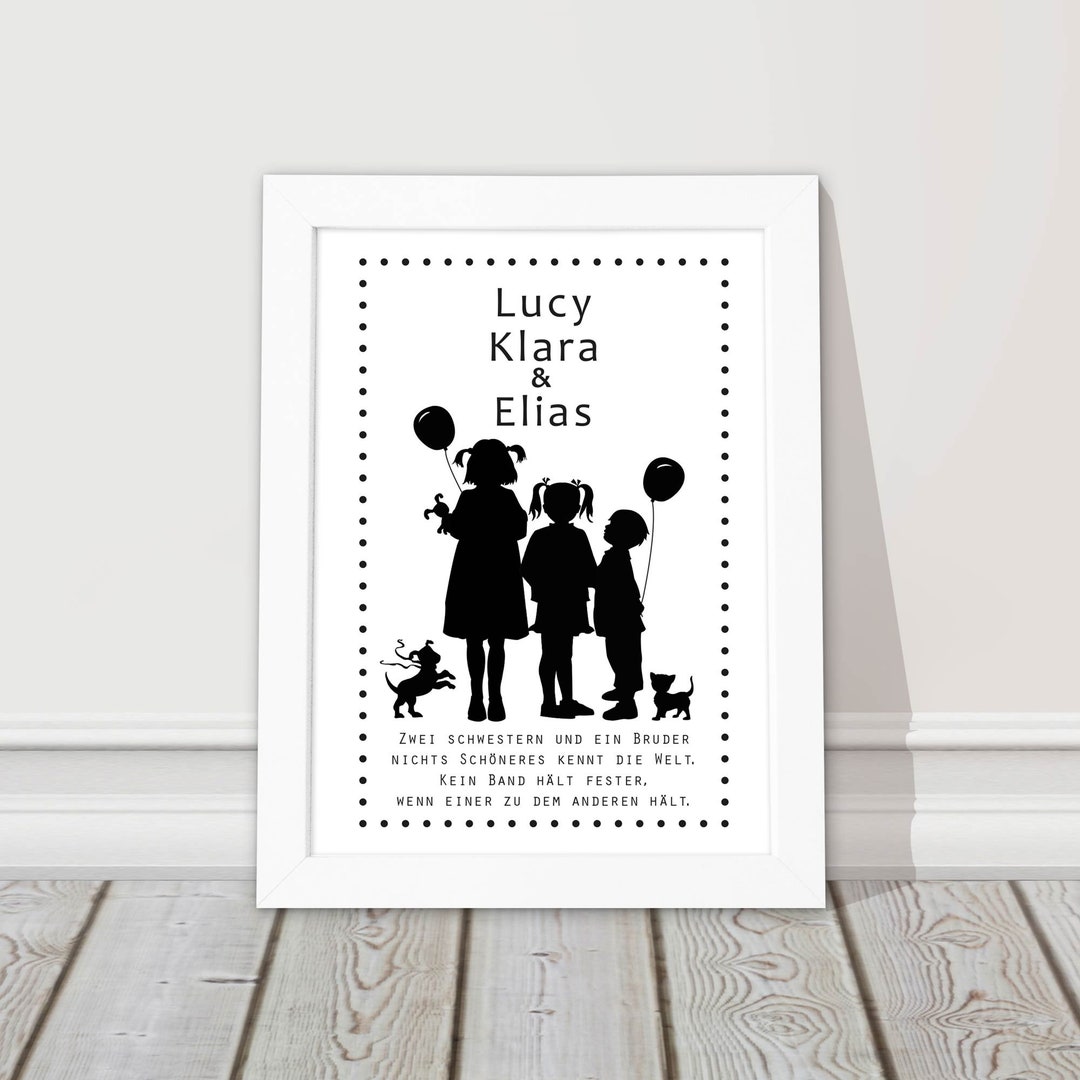 Picture With Name and Saying Personalized Gift Name Picture Siblings - Etsy