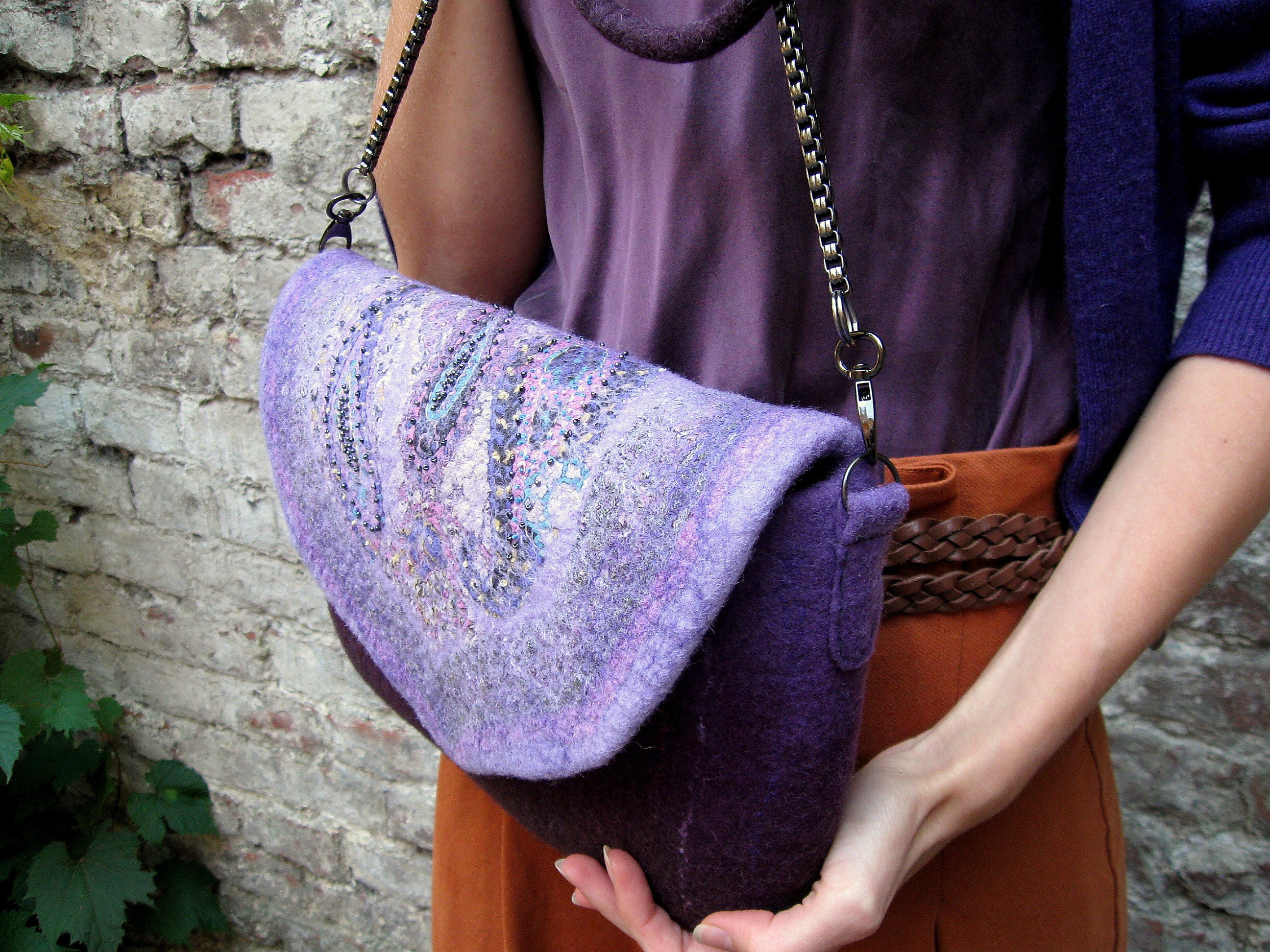 Wool Crossbody Bag Everyday Wool Purse Handmade Felted Bags Gift for ...