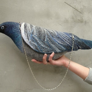 Wool Felted Crow Bag Handmade Purse Felted Animal Clutch Wool Bird Bag ...
