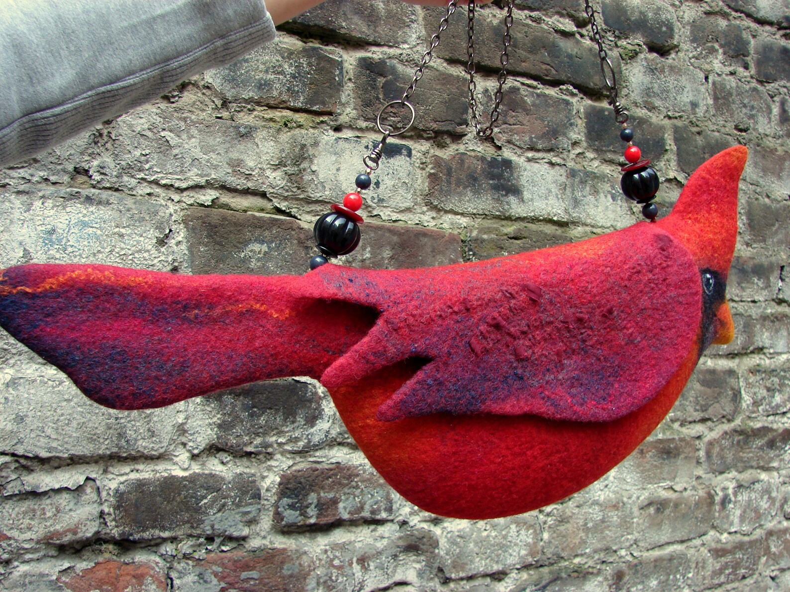 Felted Wool Cardinal Bag Elegant Red Evening Bag Unique Felted - Etsy