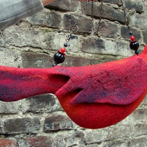 Felted Wool Cardinal Bag Elegant Red Evening Bag Unique Felted Animals ...