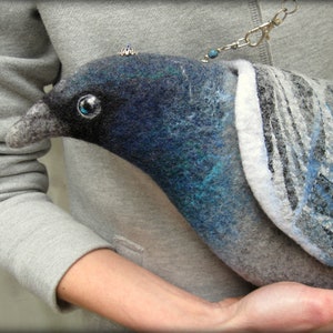 Wool Felted Crow Bag Handmade Purse Felted Animal Clutch Wool Bird Bag ...