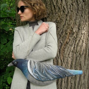 Wool Felted Crow Bag Handmade Purse Felted Animal Clutch Wool Bird Bag ...