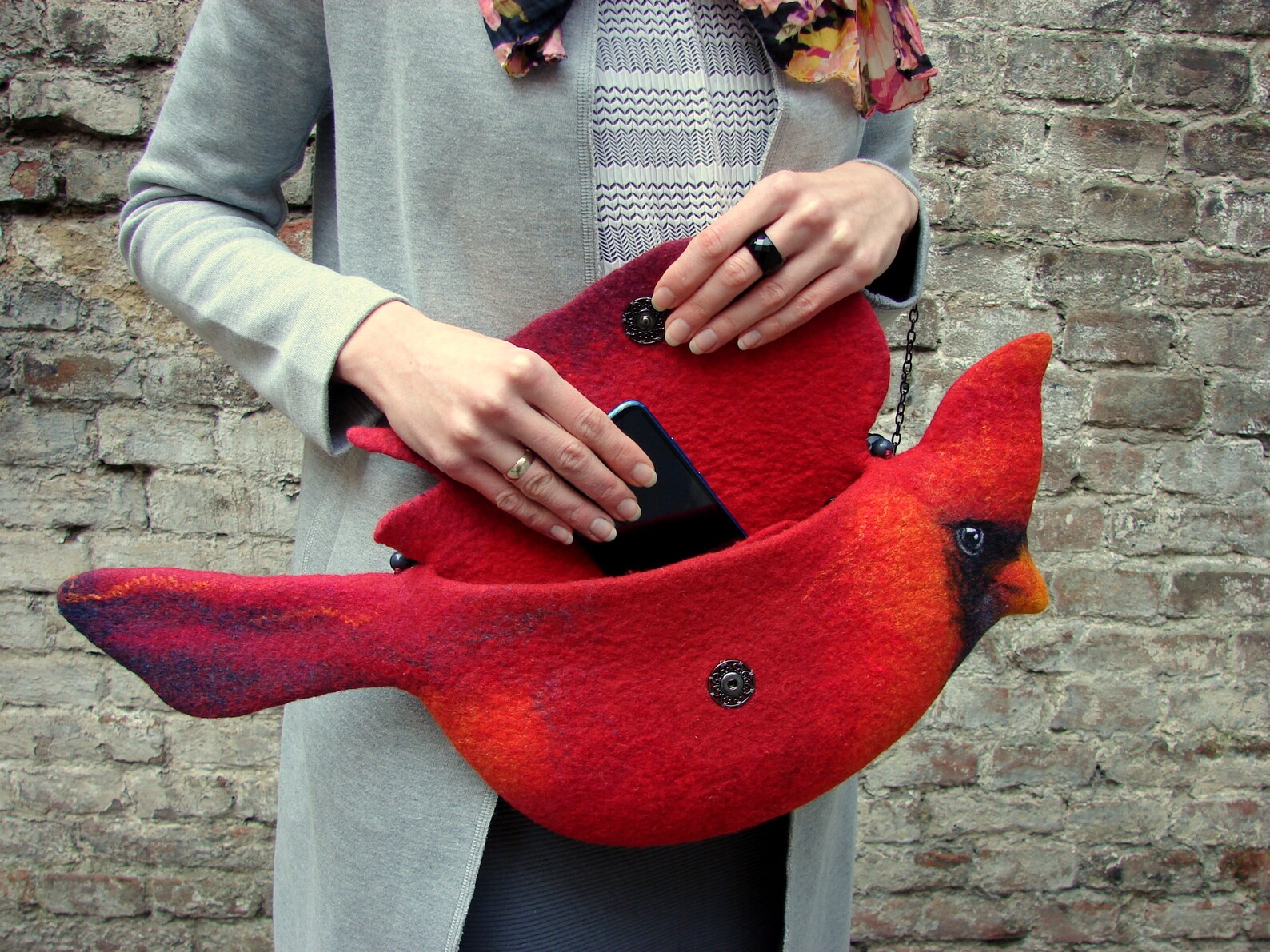 Felted Wool Cardinal Bag Elegant Red Evening Bag Unique Felted - Etsy