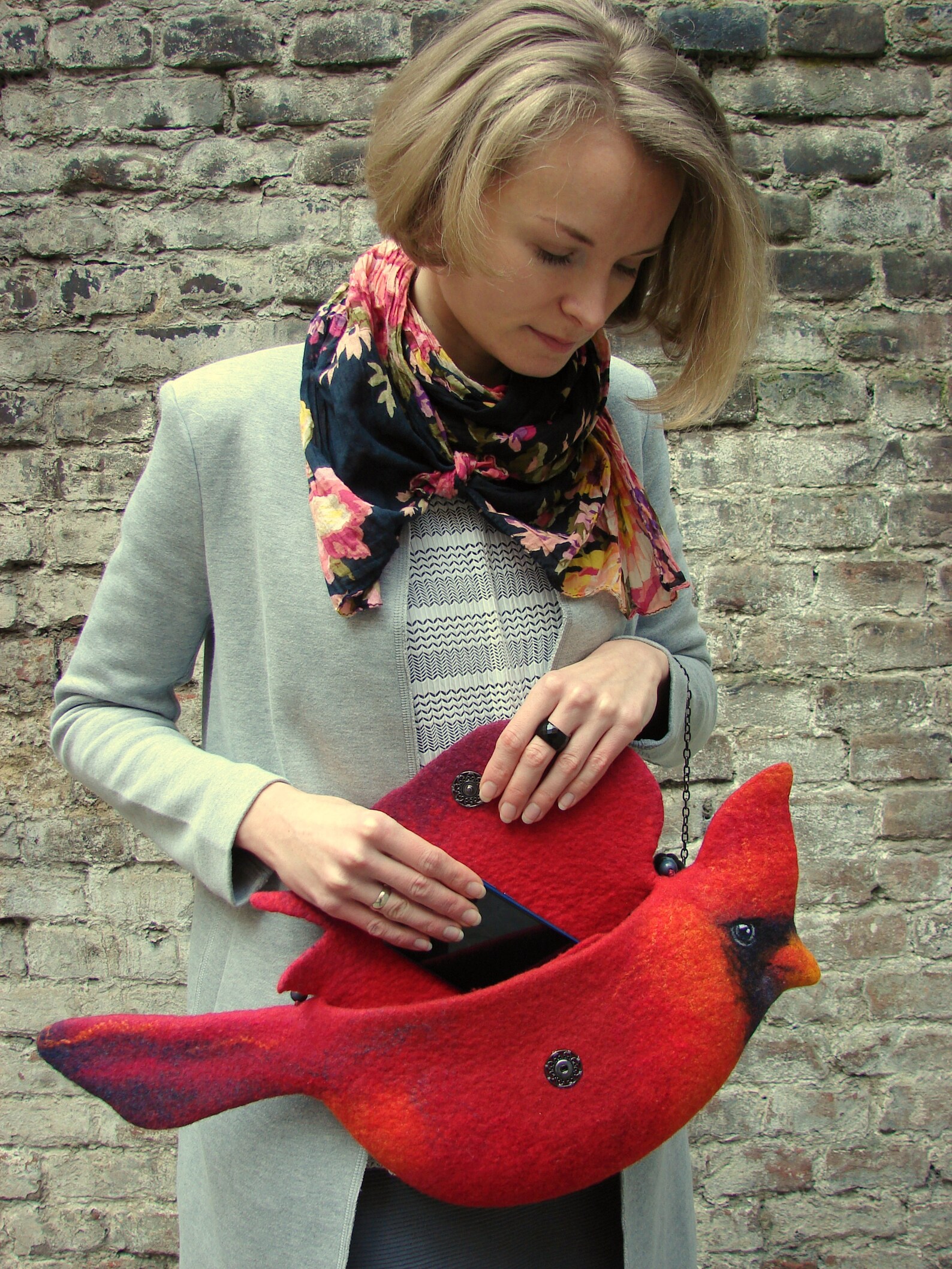 Felted Wool Cardinal Bag Elegant Red Evening Bag Unique Felted - Etsy