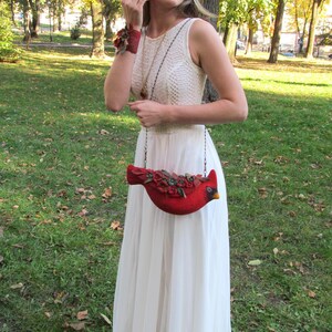Wool Felted Cardinal Handmade Bird Bag Red Purse Elegant Felted Animal ...