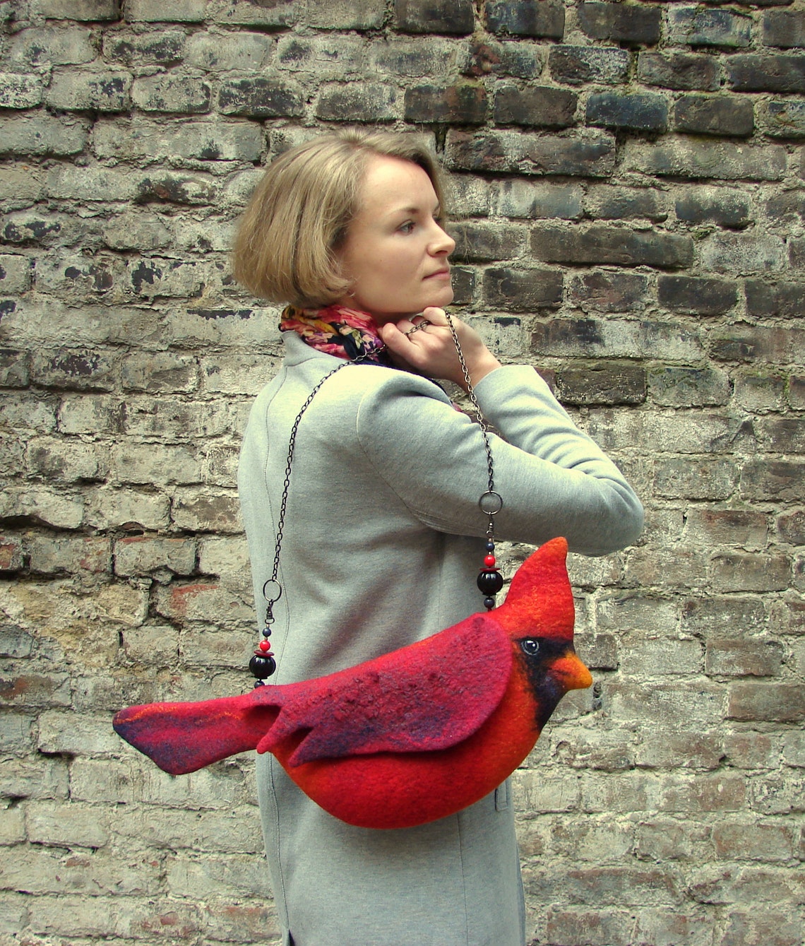 Felted Wool Cardinal Bag Elegant Red Evening Bag Unique Felted - Etsy