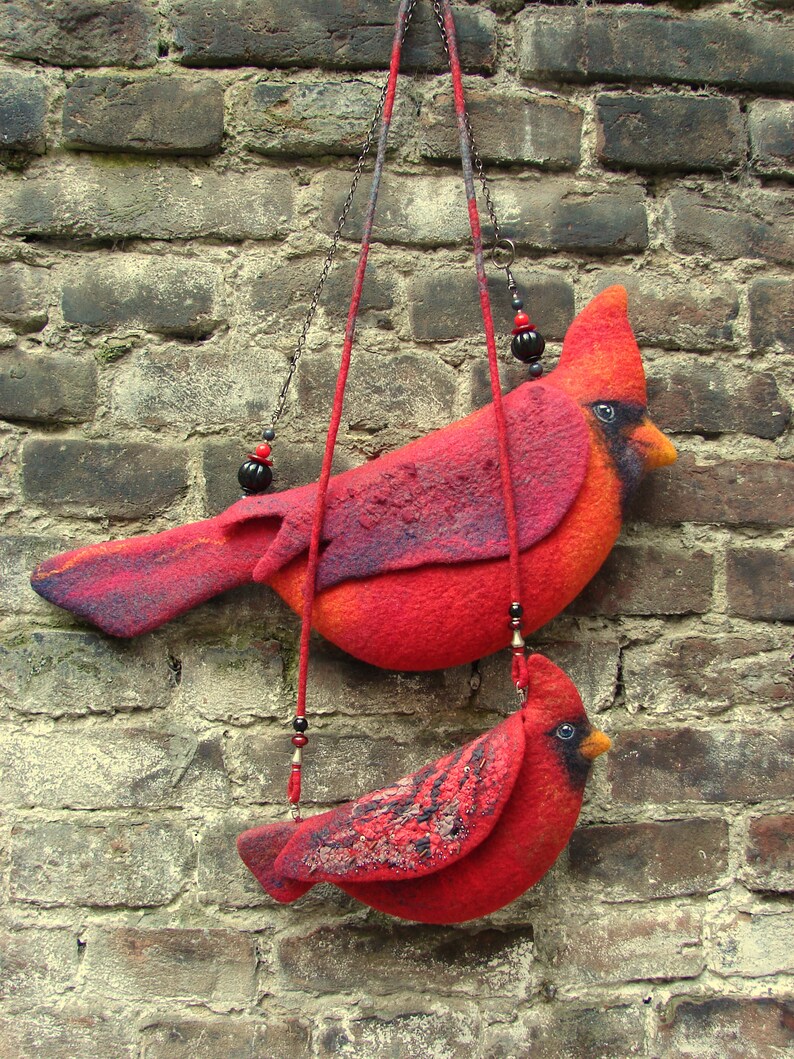 Felted Wool Cardinal Bag Elegant Red Evening Bag Unique Felted - Etsy